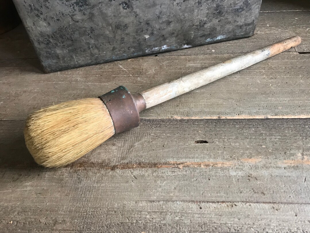 French Copper Paint Brush, Industrial Decor, Round Brush, Wood Handle ...