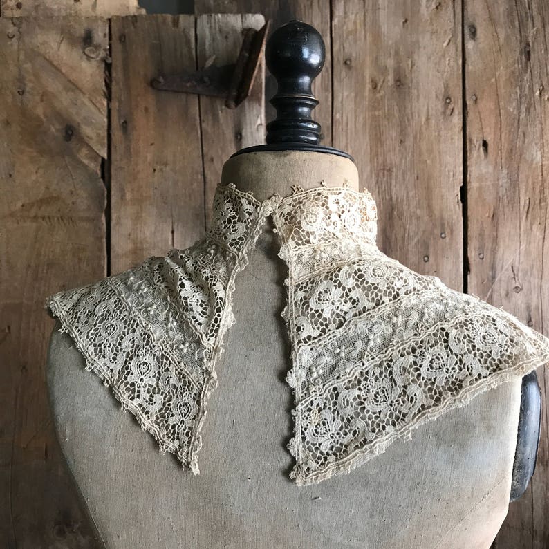Handmade Ecru Lace Collar High Neckline Victorian Period | Etsy