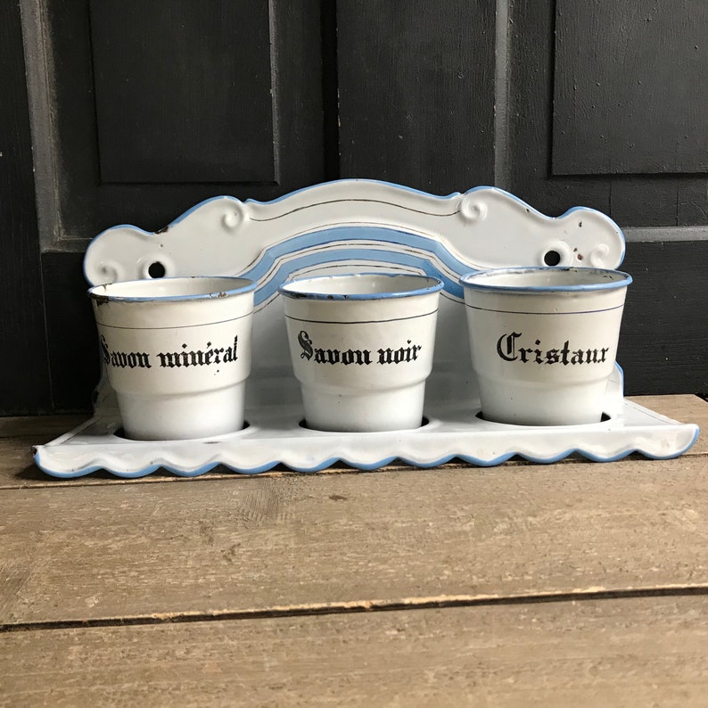 French Enamel Laundry Set of 3, Savon Noir, Mineral, Cristaux, French ...