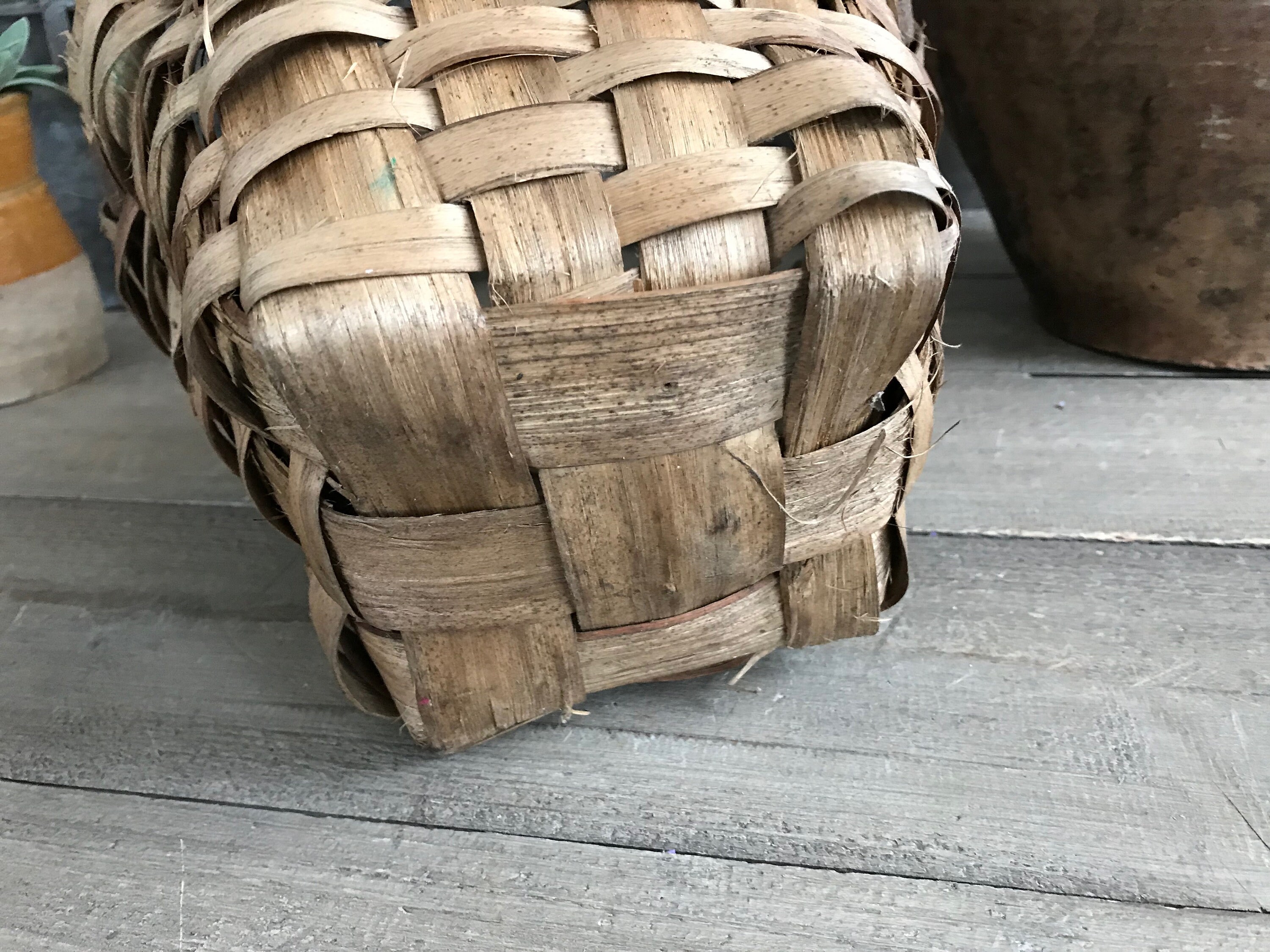 Antique Rustic Basket Willow Wicker Flower Basket Farmhouse | Etsy