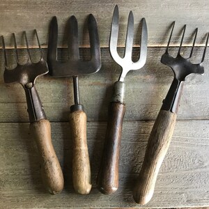 Rustic English Garden Fork, Hand Tool, Cast Steel, Wood Handle ...