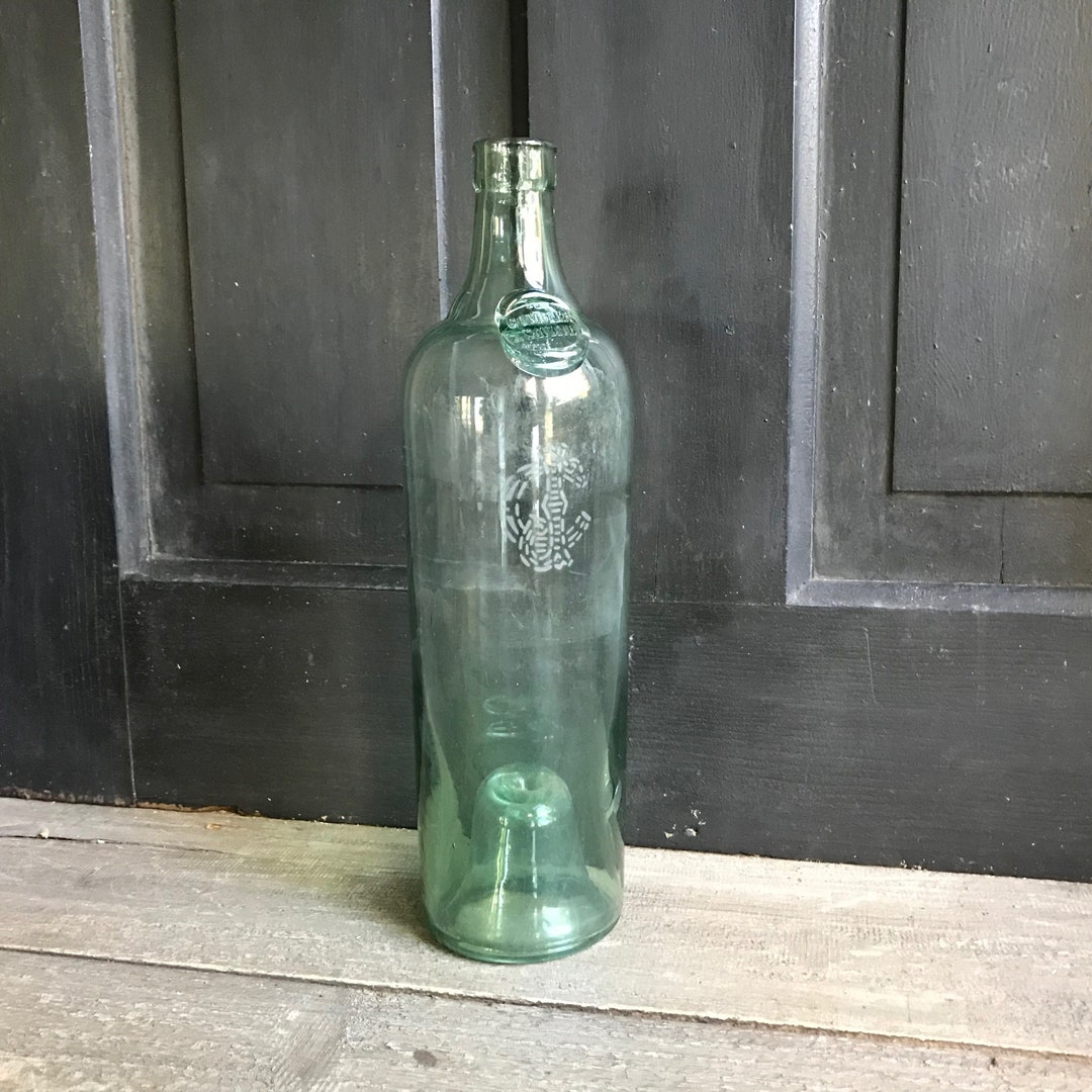 19th C French Aqua Glass Bottle, Jean Baptiste Combier, Stamped Combier ...