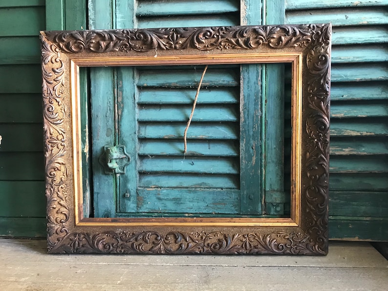 19th C French Gesso Wood Frame, 19 X 15, Gold Gilt, Floral Leaf Scroll ...