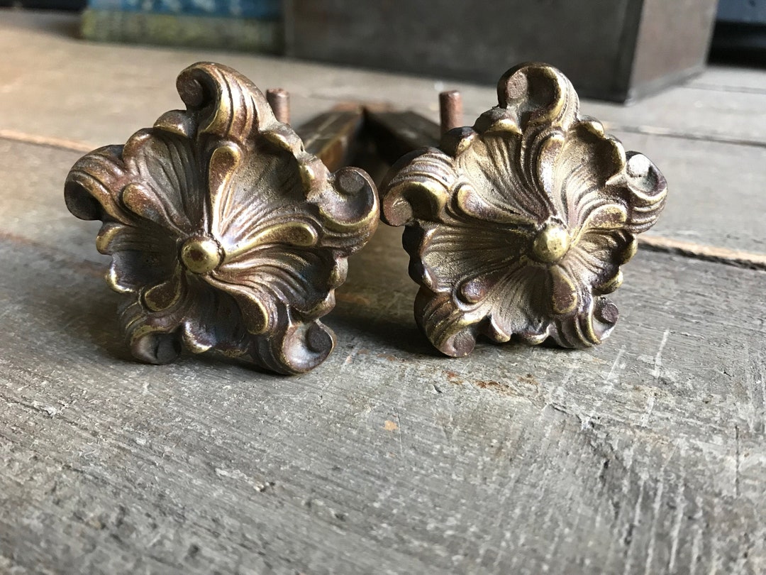 French Bronze Ormolu Tie Backs Rosettes, Pair, Drapery Hold Backs ...