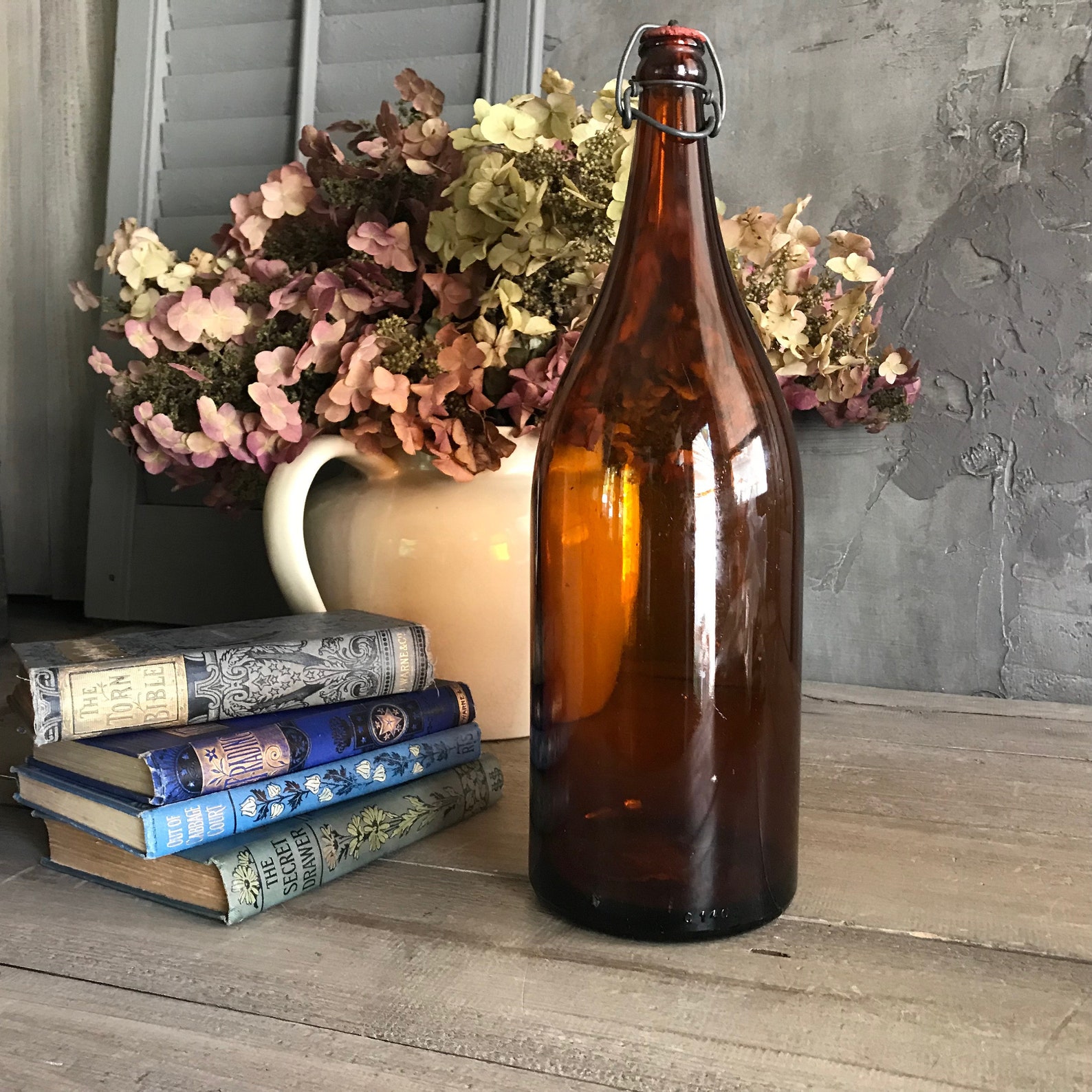 Antique Brown Glass Bottle Extra Large 14 Inch Size Country | Etsy