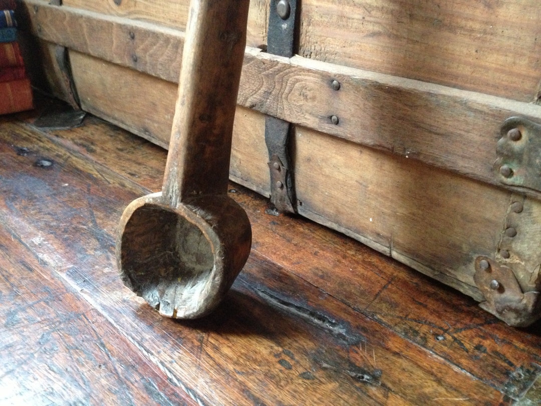 Primitive Wooden Spoon, Grain Scoop Spoon, Rustic Kitchen Tool, Early ...
