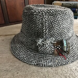 Irish Wool Herringbone Tweed Hat Country Wool Cap Feathers Hanna Hats ...