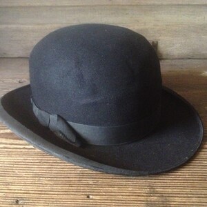 French Black Derby Bowler Hat Felt Grosgrain Ribbon Ladies Small - Etsy