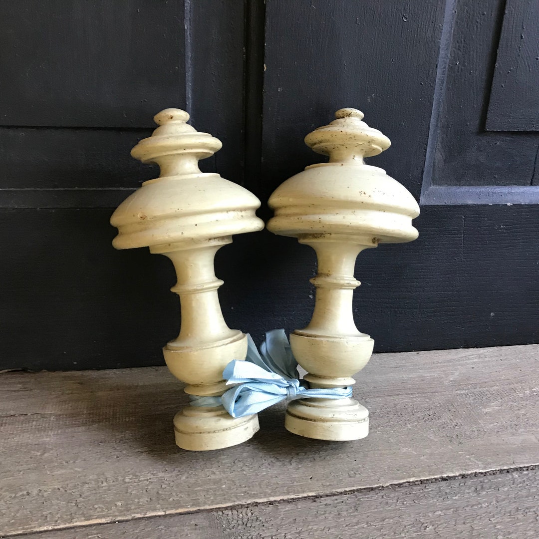 French Painted Wood Finial, Turned Wood, Curtain Rod Ends, Tie Backs ...