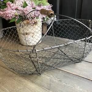 French Wire Harvest Basket, Garden Trug, Carrier, Oysters, Rustic ...