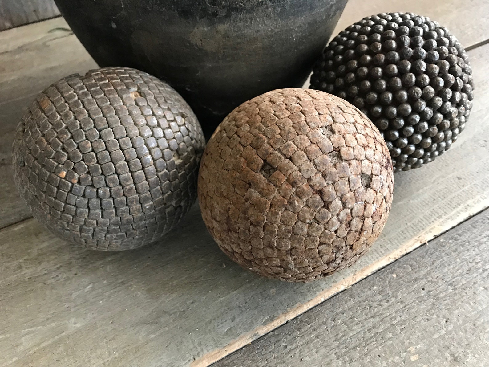 1 French Wooden Boule, Artistic Iron Decorated Design, Price for 1, 3 ...