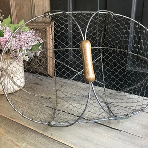 French Wire Harvest Basket, Garden Trug, Carrier, Oysters, Rustic ...