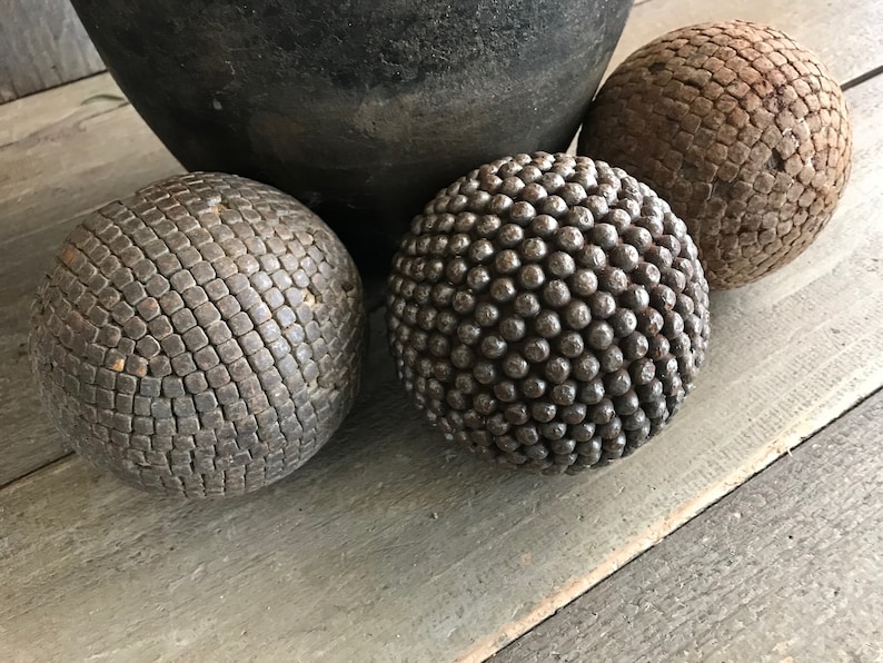 1 French Wooden Boule, Artistic Iron Decorated Design, Price for 1, 3 ...