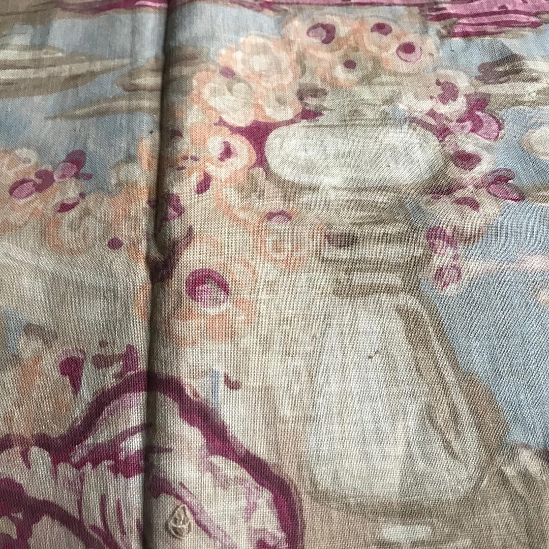 Antique French Floral Fabric Panel, Remnant, Period Projects ...