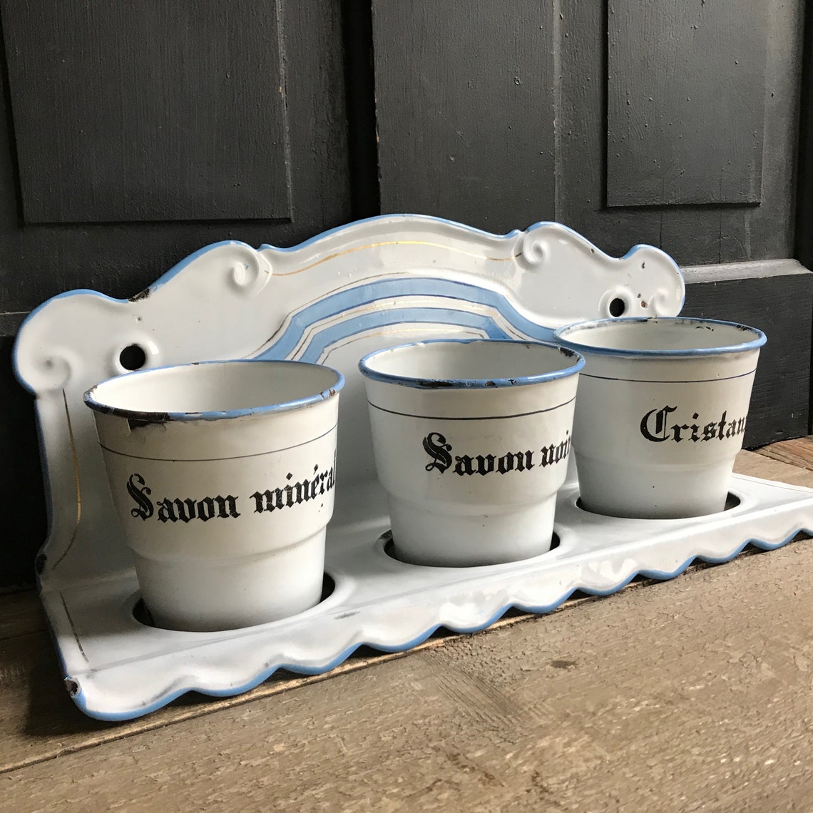 French Enamel Laundry Set of 3, Savon Noir, Mineral, Cristaux, French ...