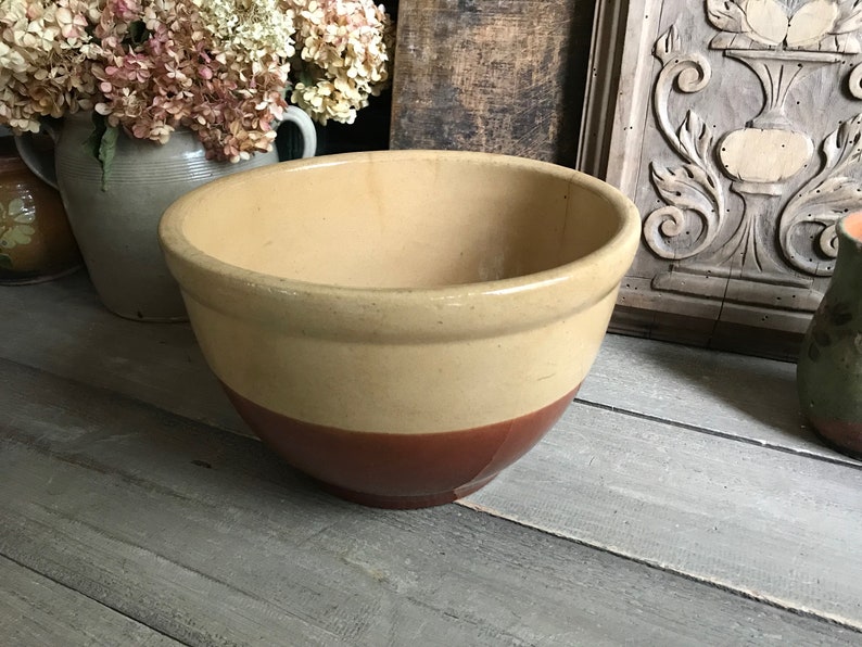 Rustic Stoneware Mixing Bowl Farmhouse Kitchen Table Decor - Etsy