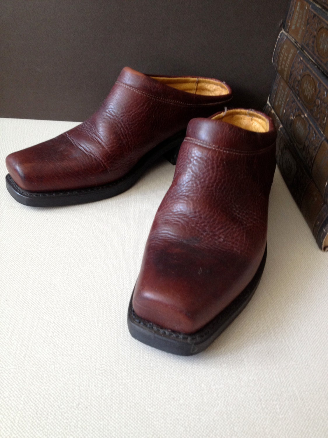 Frye Brown Leather Clog Western Shoe Boot Made in USA Size 8.5 | Etsy UK