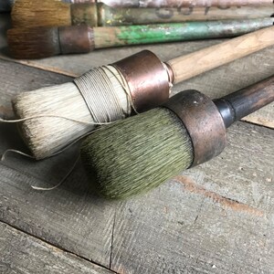 French Copper Paint Brush, Large Round Brush, Industrial Decor, Wood ...
