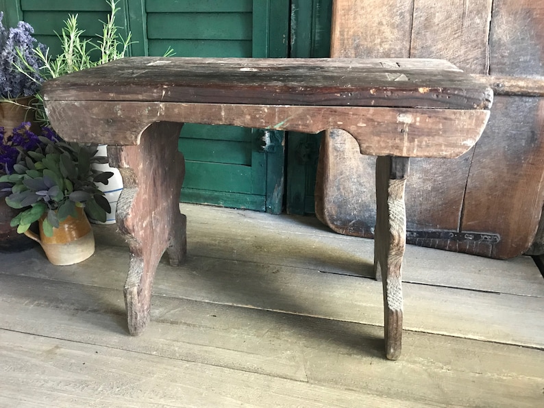 Rustic Wood Stool Charming Hardwood Bench European Farmhouse - Etsy