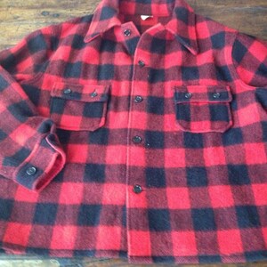 Wool Flannel Shirt Red Black Plaid Mid Century Size XXL, 2X Extra Large ...