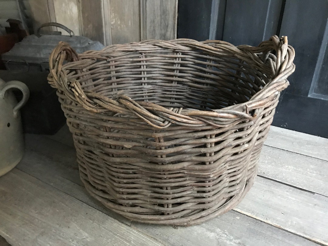 Rustic Farmhouse Basket, Large Willow Harvest Flower Garden Basket ...