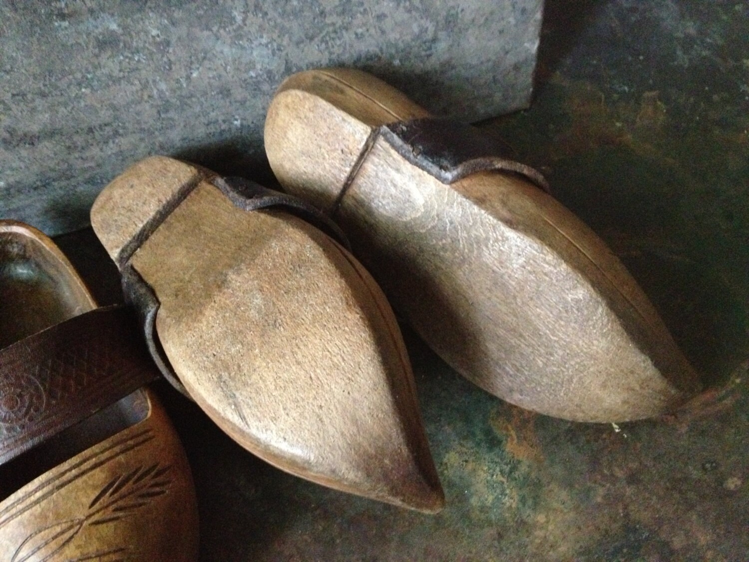 French Folk Art Clogs Antique Artisan Wood Leather Childrens - Etsy