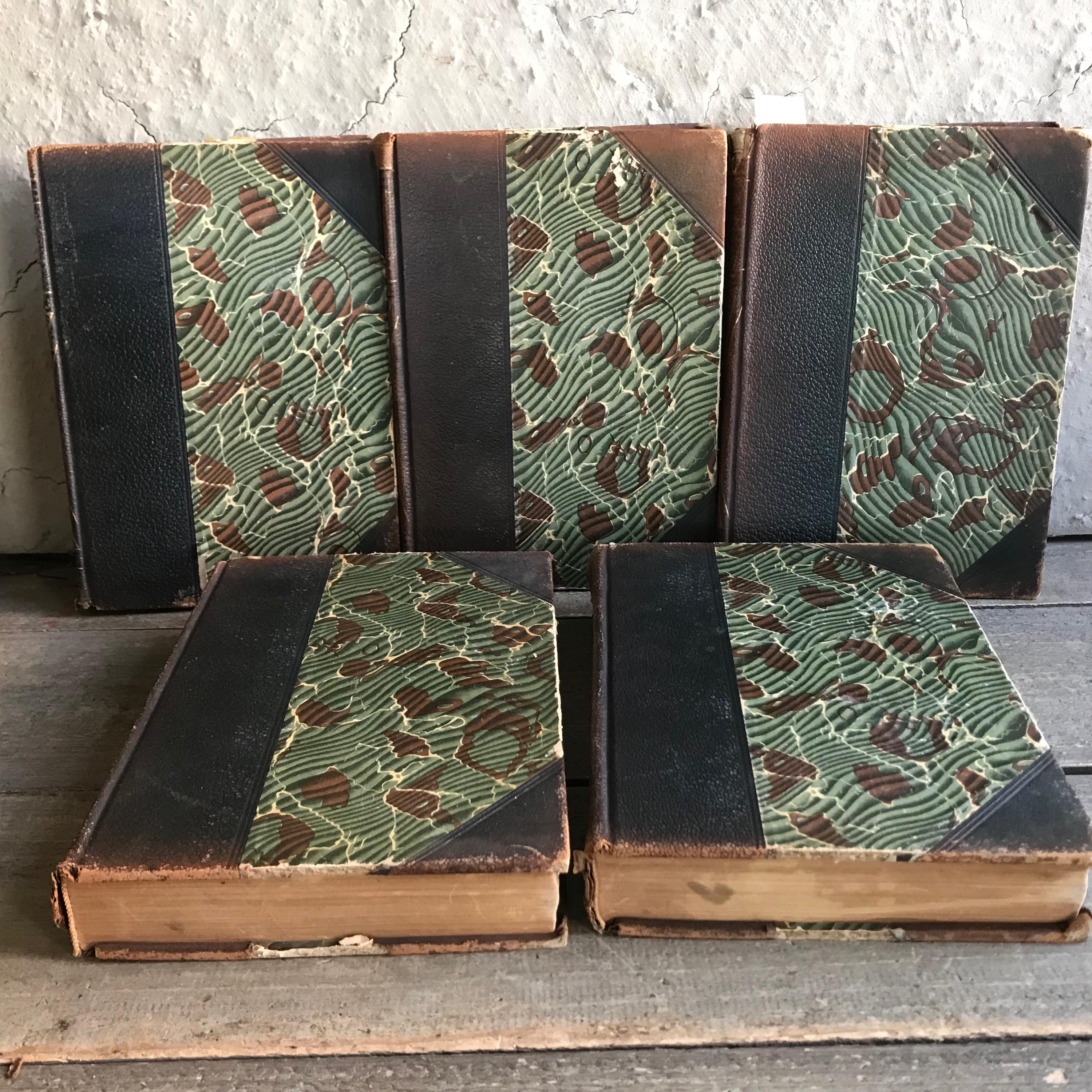 1900 Antique Book, Marbled Covers, Stacking Display, Library Decor ...