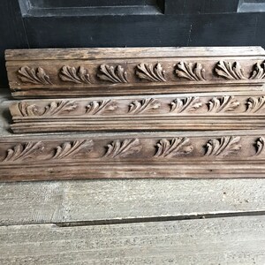 1 French Architectural Wood Frieze, Carved Wood Relief, Leaf Design ...
