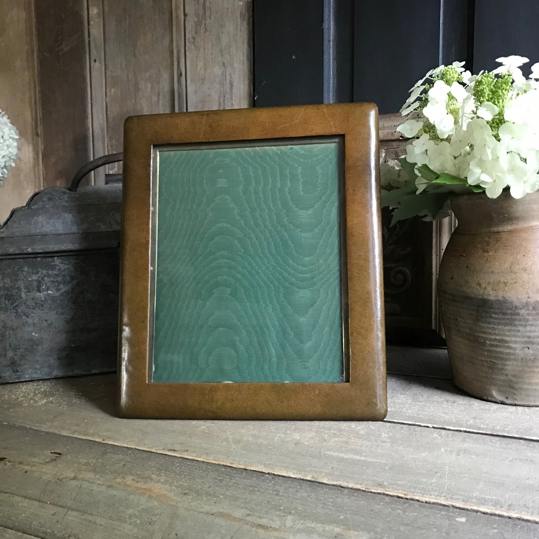 English Leather Photo Frame, Silk, Large Picture Stand Table Display ...