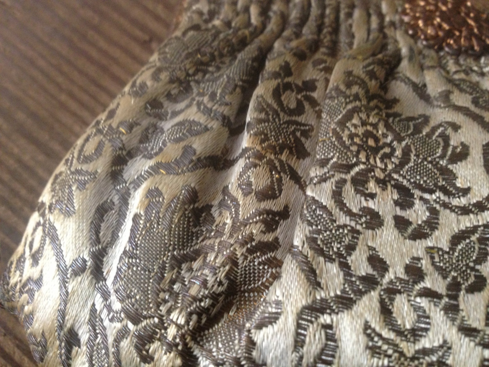 French Silk Brocade Handbag Evening Clutch Purse Gold Silk Made in ...