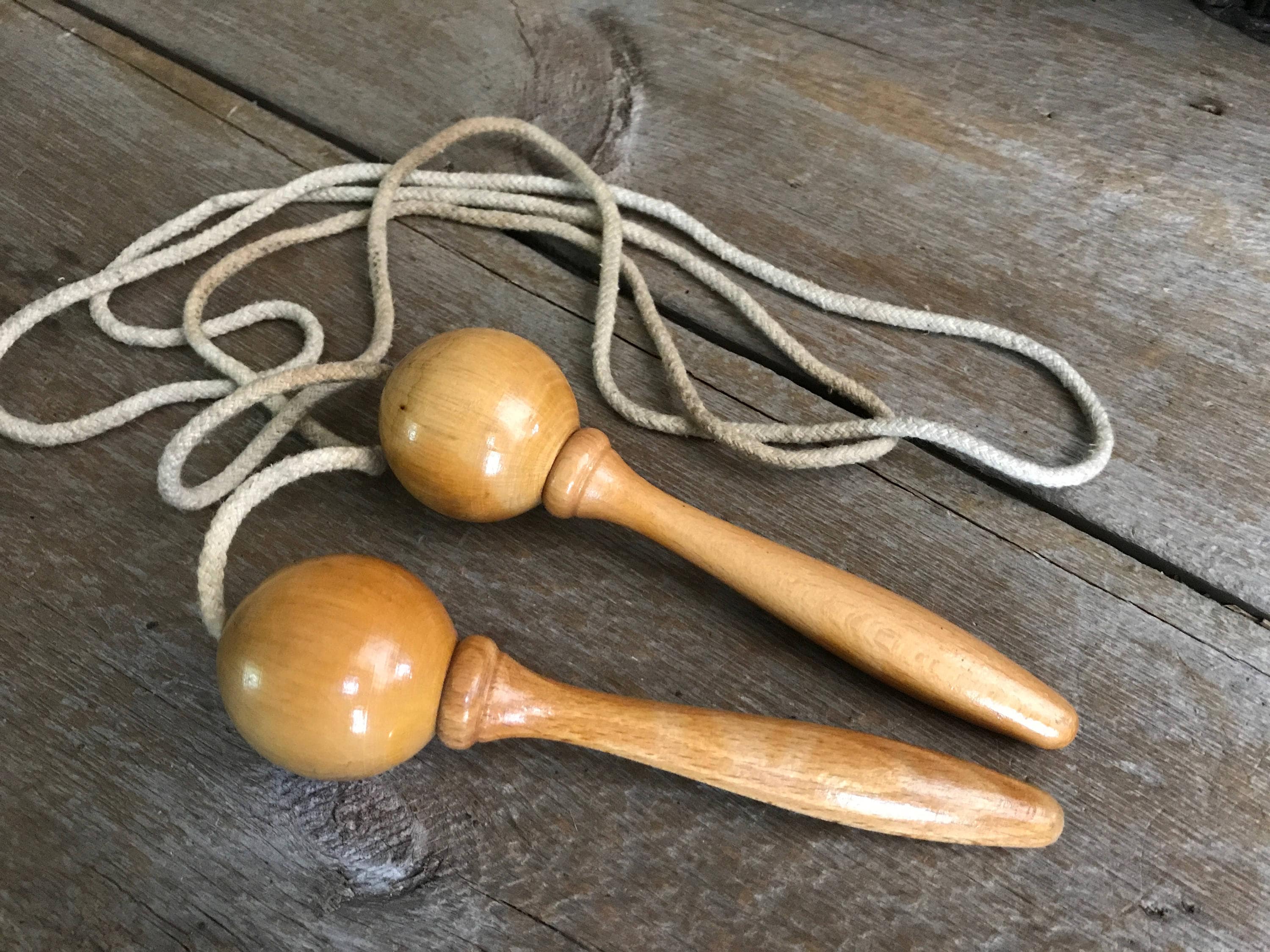 Vintage French Jump Rope Wood Handles Antique Retro Children | Etsy