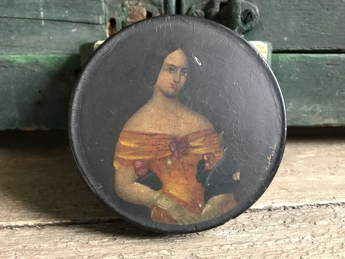 19th C Handpainted Snuff Box Lady Portrait Box Papier Mâché - Etsy