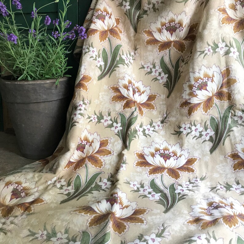 1 French Floral Cretonne Fabric Panel, Floral Print, Antique Period ...