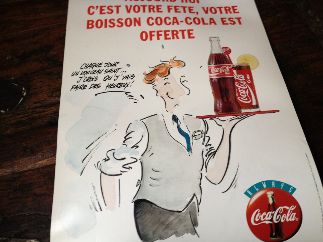 French Coca Cola Advertisement, Mid Century Coke Pop Sign Poster Mid ...