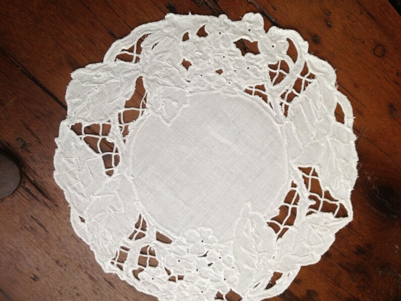 French Heirloom Round Doily Hand Worked White Cotton Linen | Etsy