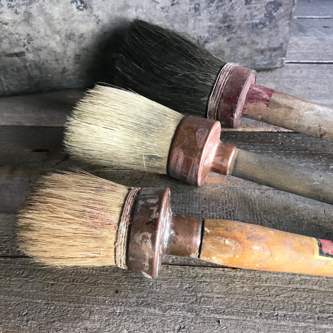 French Copper Paint Brush, Industrial Decor, Round Brush, Wood Handle ...