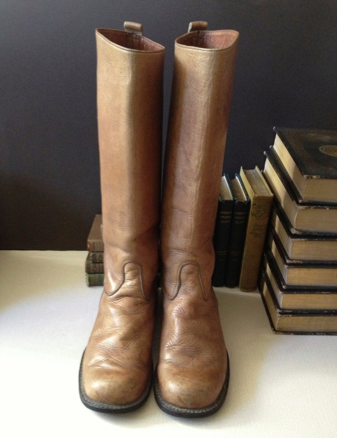 Tan Brown Leather Riding Boots, Size 8 UK, Made in England - Etsy