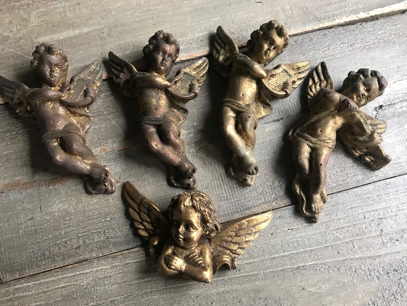 19th C French Gilded Gesso Angel, Cherub, Paris Church, Authentic ...