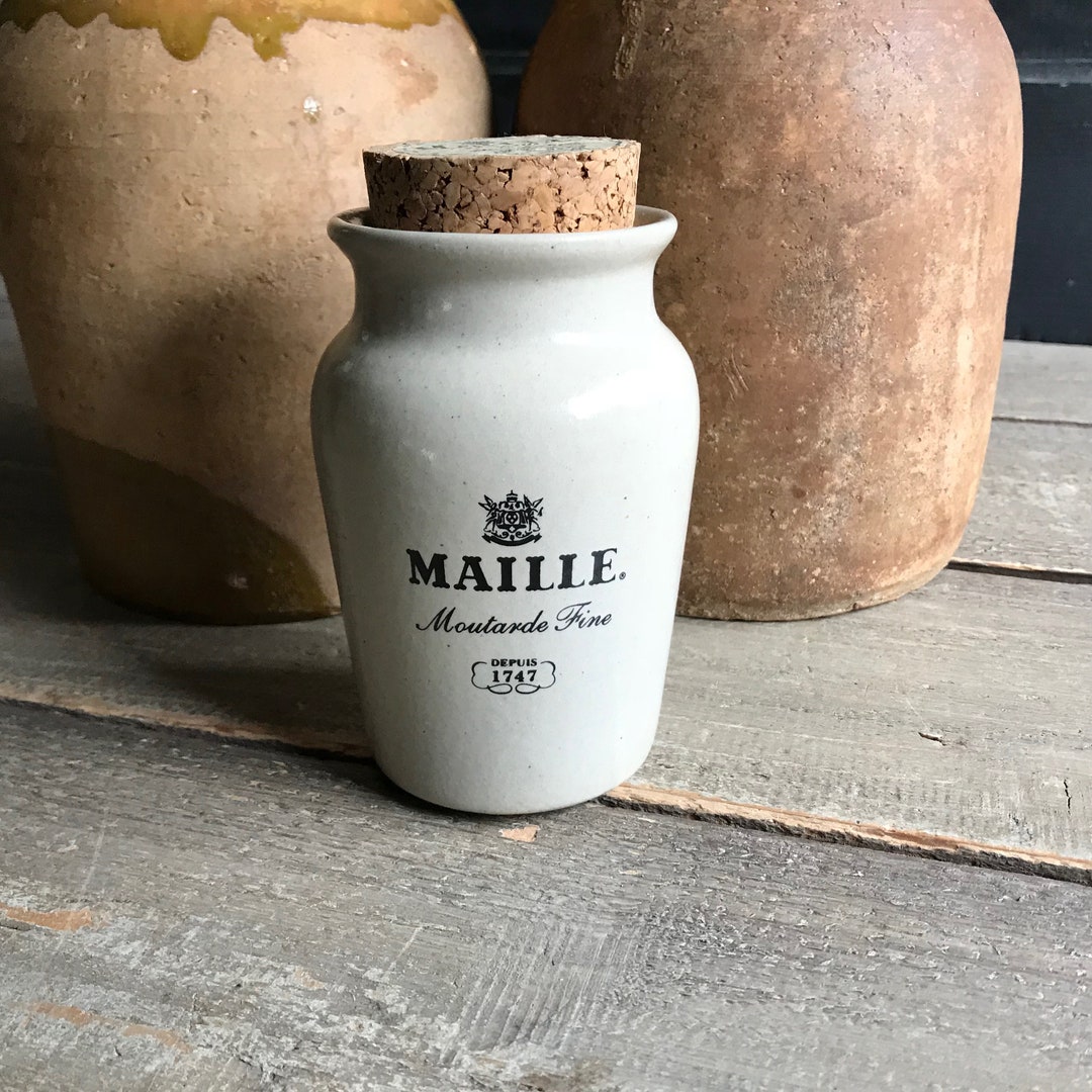 French Stoneware Mustard Jar, Vintage Maille Moutarde, With Cork ...