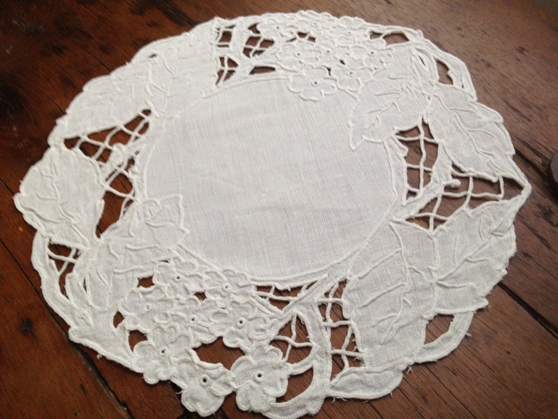 French Heirloom Round Doily Hand Worked White Cotton Linen | Etsy