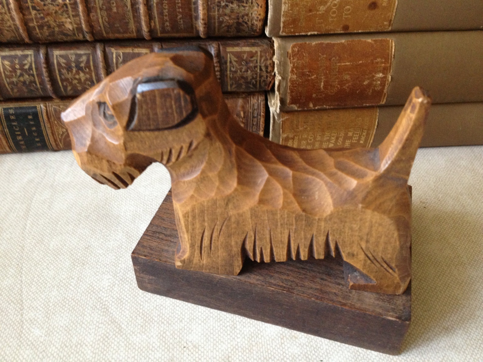 Vtg Artisan Handcarved Wooden Treen Scottish Terrier Dog // | Etsy