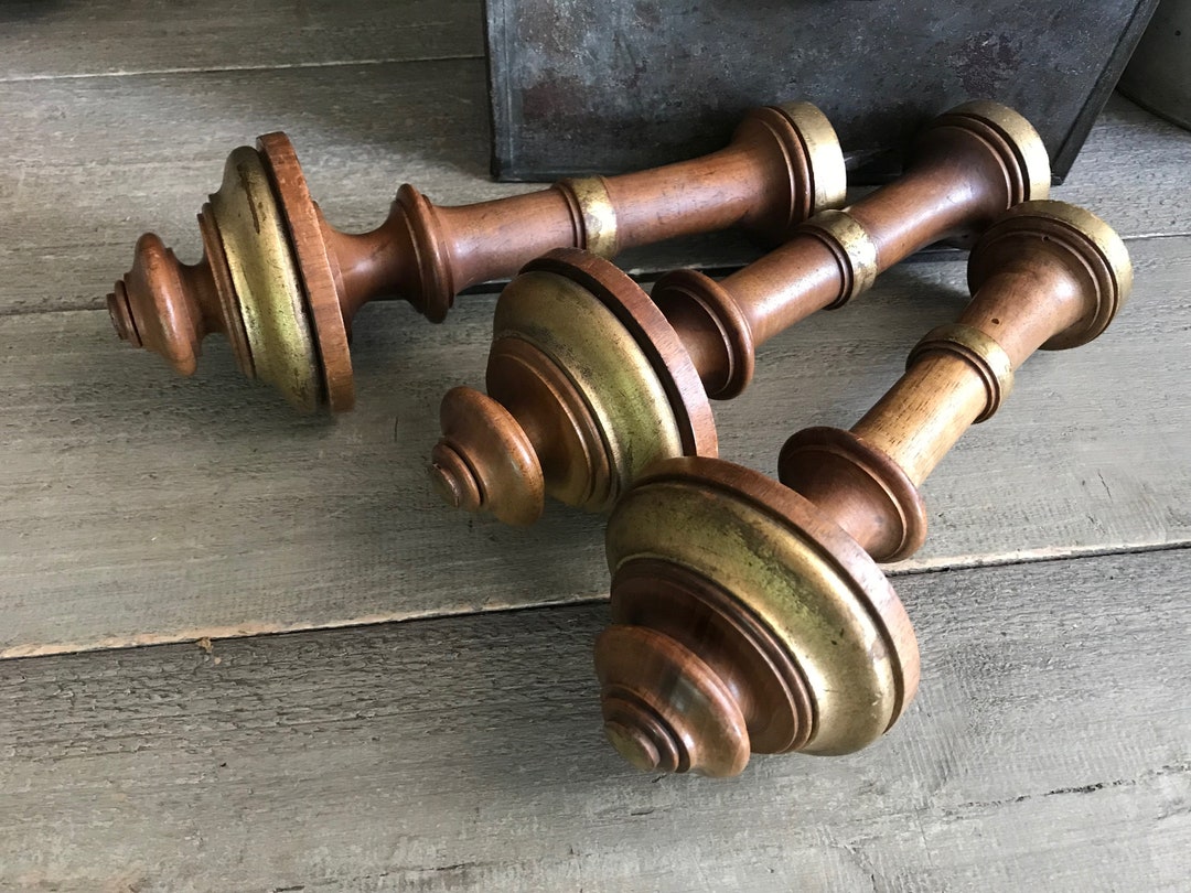French Wood Finials, Set of 3, 10 Inch, Turned Wood, Canopy, Bannister ...