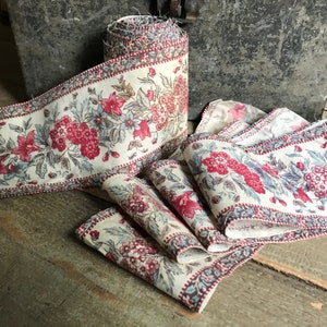 French Floral Linen Border Trim, Trim Border, Muted Floral Print ...