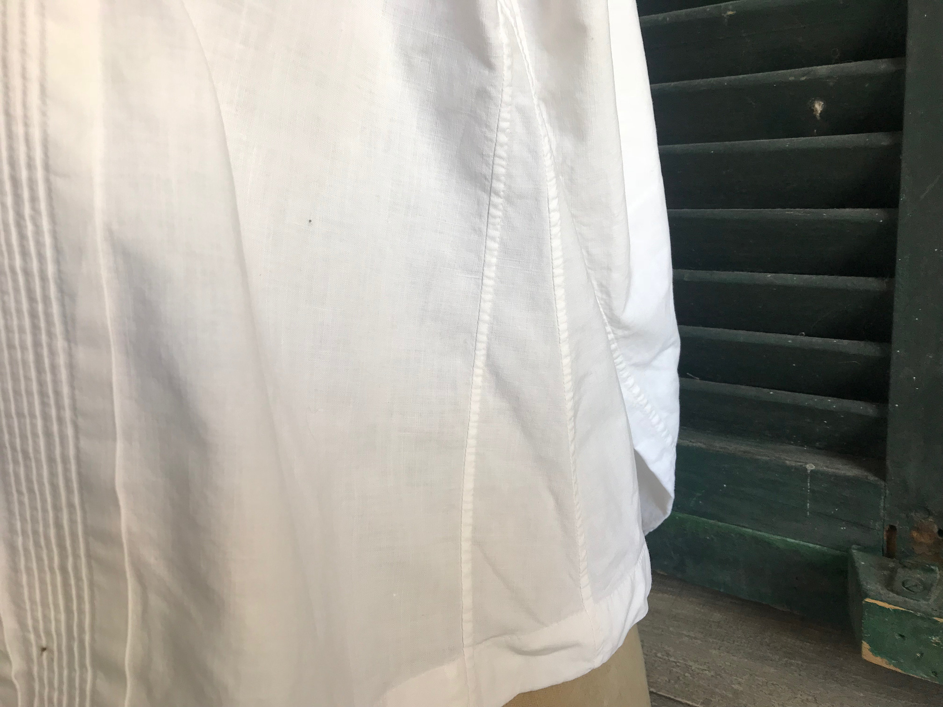 French White Cotton Chemise Blouse, Chemisier, Ruffle Collar, Monogram ...