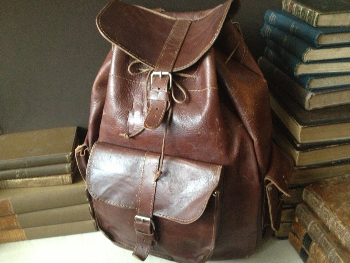 Brown Leather Backpack Distressed Mahogany Large Rucksack - Etsy