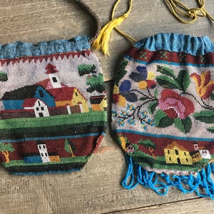 1 Civil War Era Beaded Bag, Handbag, Purse, Glass Micro Beaded ...