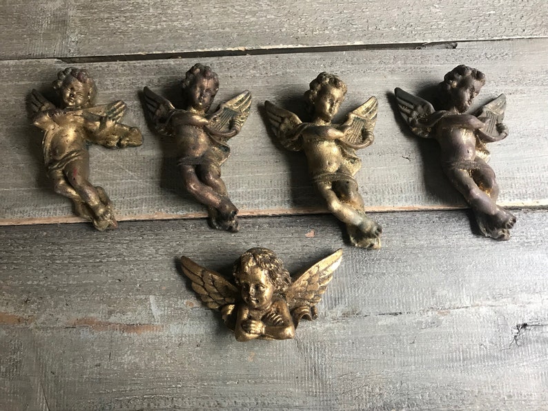 19th C French Gilded Gesso Angel, Cherub, Paris Church, Authentic ...