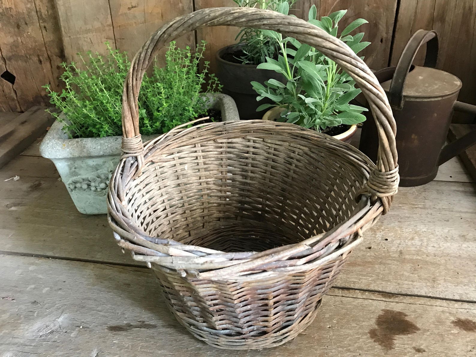 Rustic French Market Posy Basket Handwoven Willow Basket | Etsy