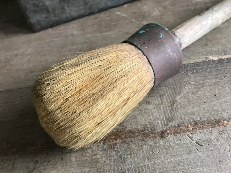 French Copper Paint Brush Industrial Decor Round Brush Wood - Etsy