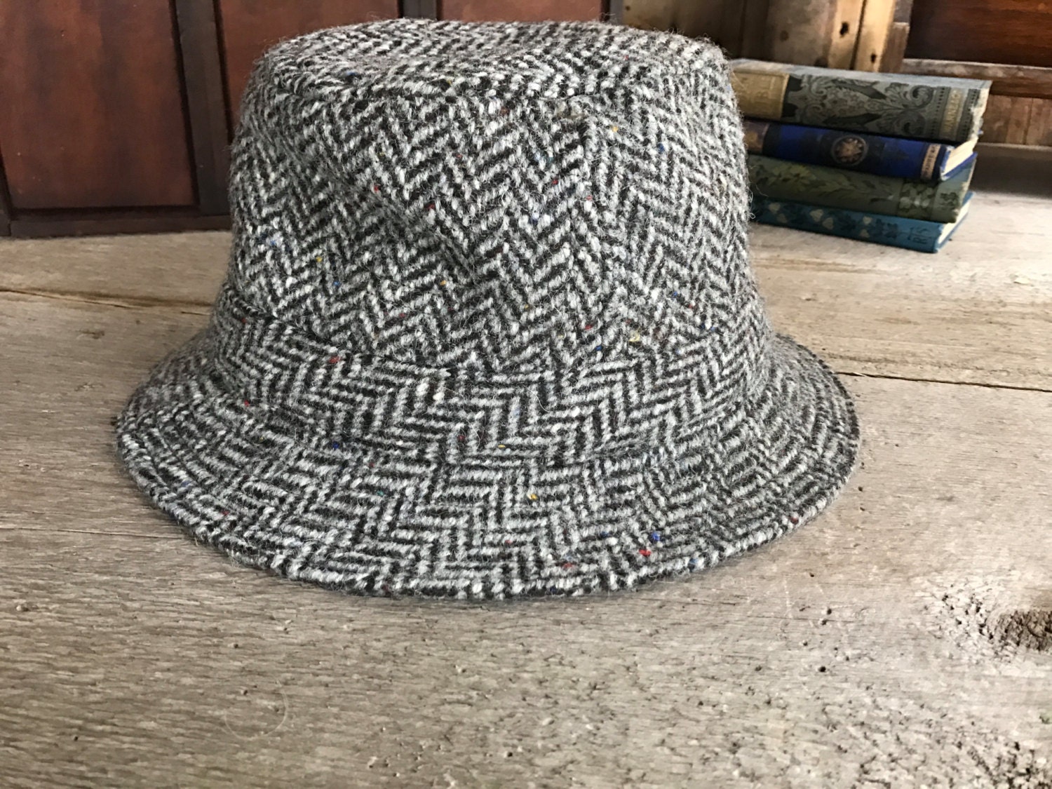 Irish Wool Herringbone Tweed Hat Country Wool Cap Feathers - Etsy